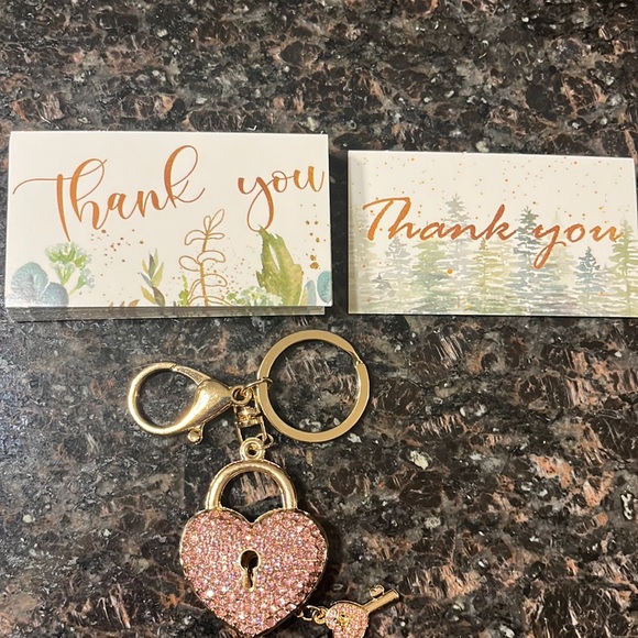 Other | 5 Thank You Cards Bling Heart Key Chain | Poshmark